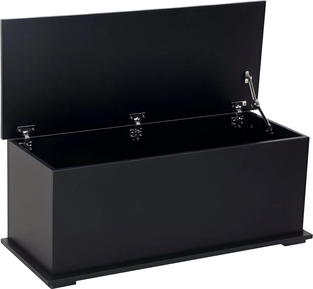 HOMCOM Dřevěný úložný box s víkem, nosnost max. 120 kg pro ložnici a obývací pokoj 100x40x40 cm Černý | Aosom