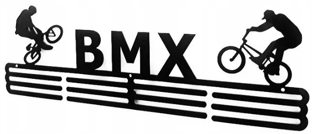 Kovový nástěnný věšák na medaile BMX délka 40cm černý