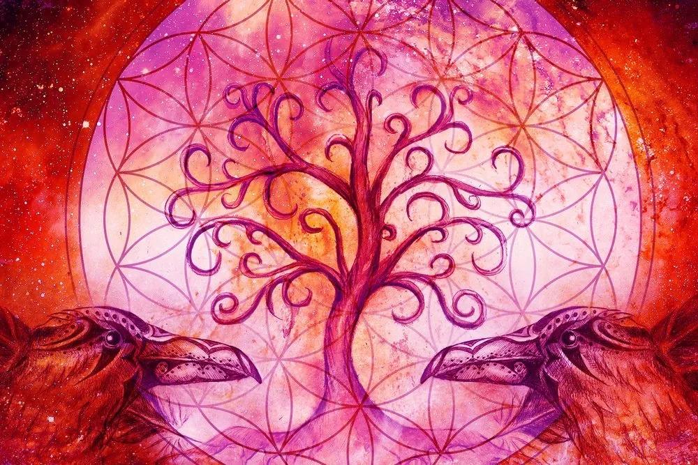 Obraz magický strom života v pastelovém provedení - 90x60 cm