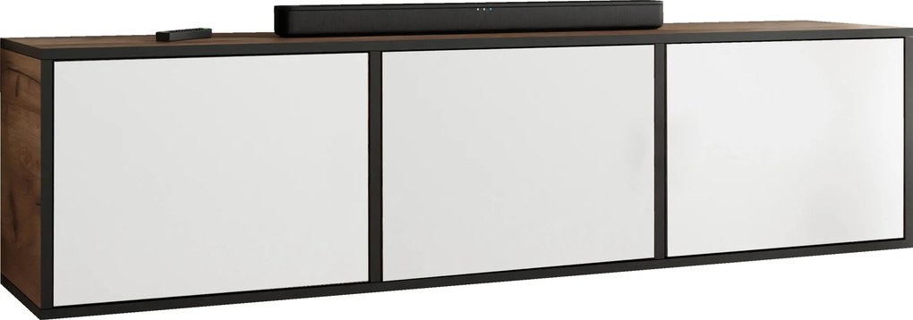TV skříňka EDI 3 dub Craft zlatý + bílý uzavřená TV skříňka s policí