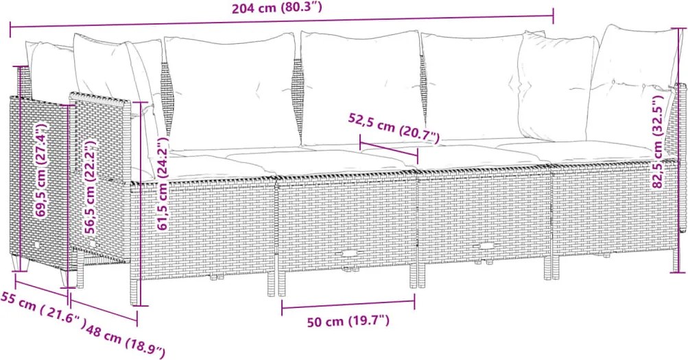 5dílná zahradní sedací souprava s poduškami černá polyratan 3261521