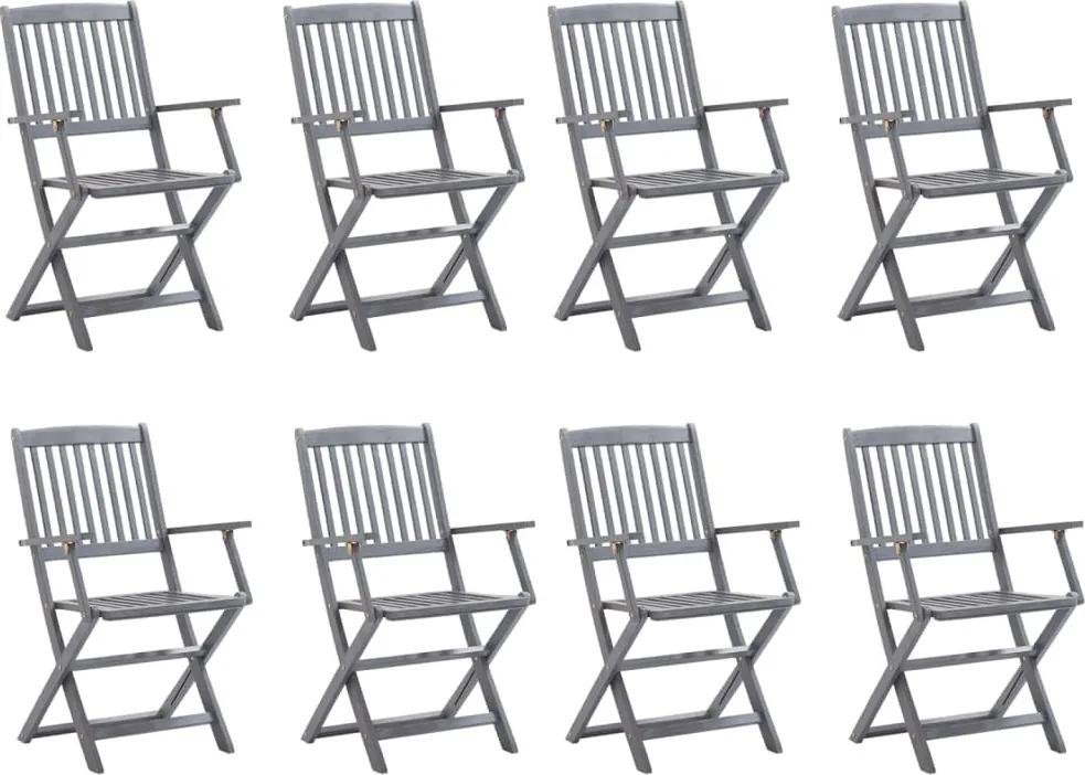 vidaXL Skládací zahradní židle s poduškami 8 ks masivní akácie [3078269] Barva: antracitová