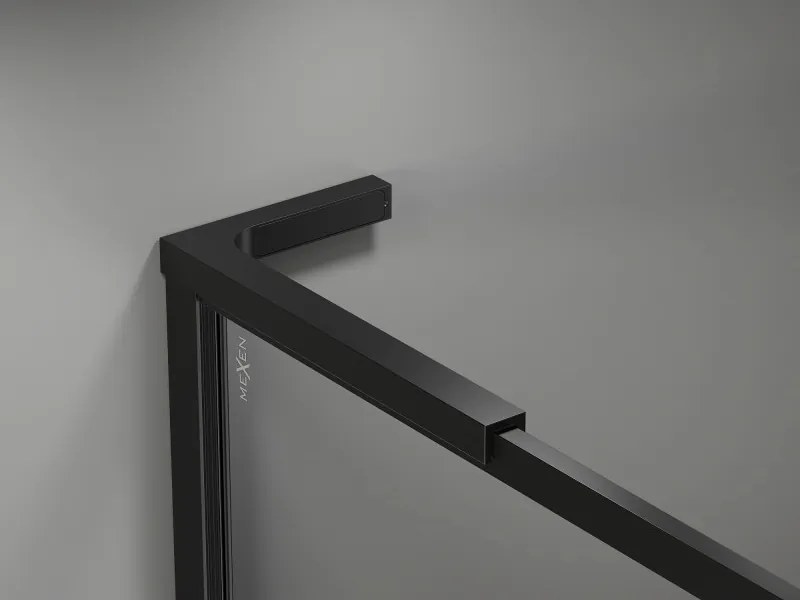 Mexen Kioto-F L sprchová stěna Walk-in s rámem 100 x 202 cm, transparentní 8 mm, černá - 800-100-174-70-00