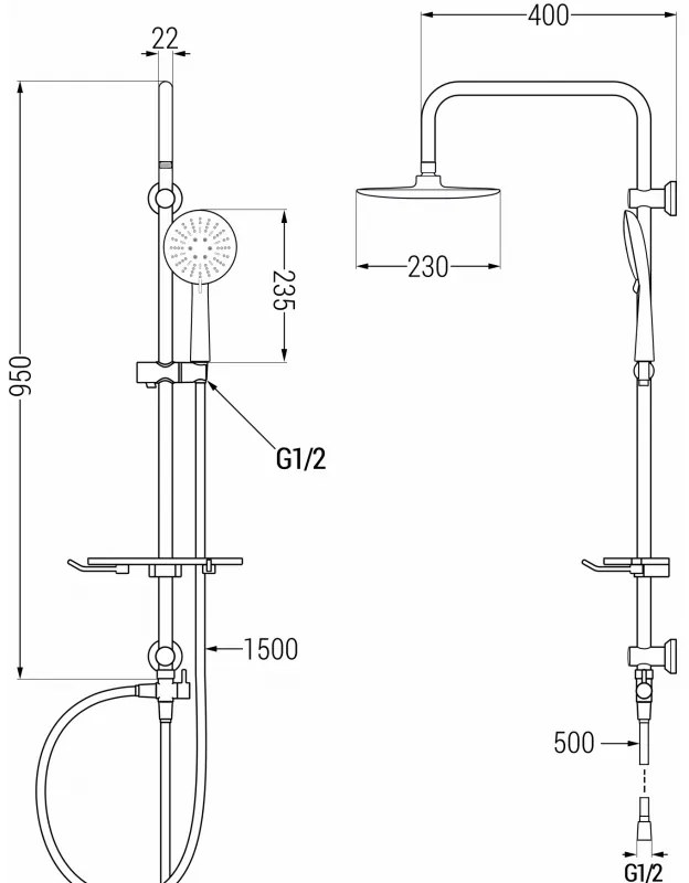 Mexen sprchový set X67 s horní hlavicí 230 mm, černá, 798676791-70