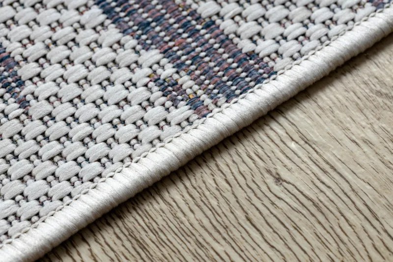 Dywany Łuszczów, Kusový koberec Sion Sisal Waves 2836 ecru/blue/pink – na ven i na doma, 80x150, vícebarevná, chodba / předsíň