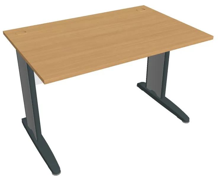 Stůl pracovní rovný 120 cm - Hobis Cross CS 1200 Dekor stolové desky: buk, Dekor lamino podnože: bílá, Barva nohou: černá
