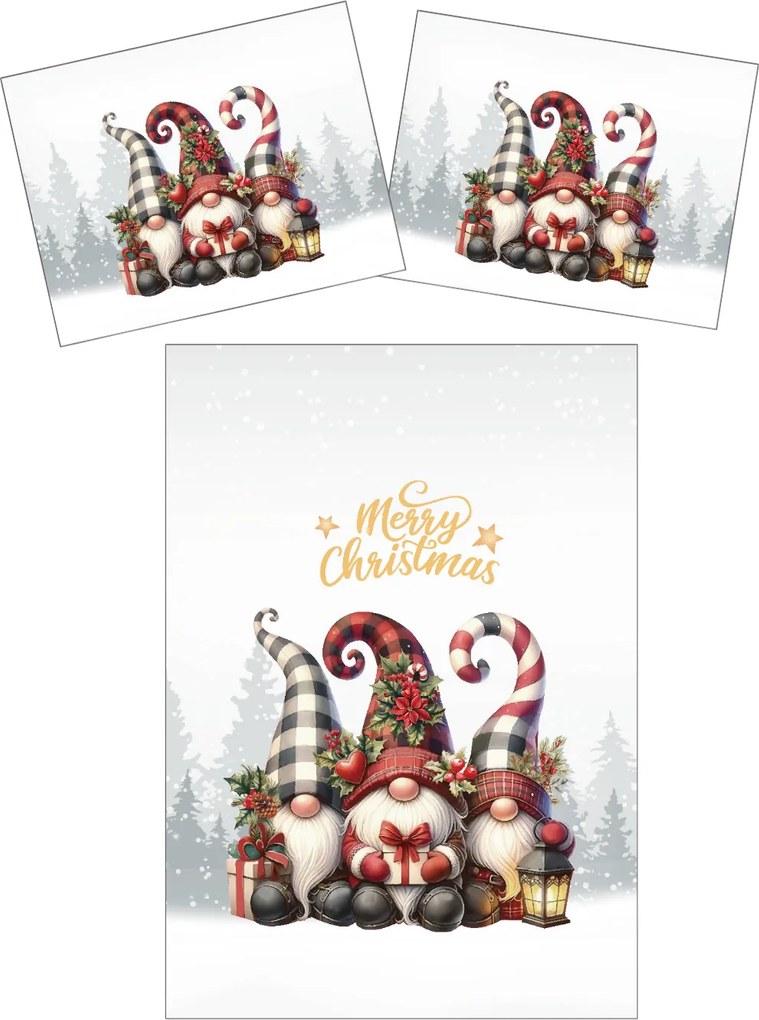 3D povlečení z mikrovlákna TRIO GNOMES barevné Rozměr povlečení: 70 x 90 cm | 140 x 200 cm