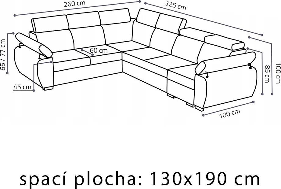 Sedací souprava BASTON | 325x260 cm | rozkládací + 2x úložný prostor | VÝBĚR TKANIN
