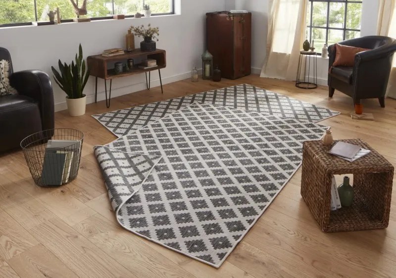 NORTHRUGS - Hanse Home koberce Kusový koberec Twin-Wendeteppiche 103126 grau creme – na ven i na doma - 80x150 cm