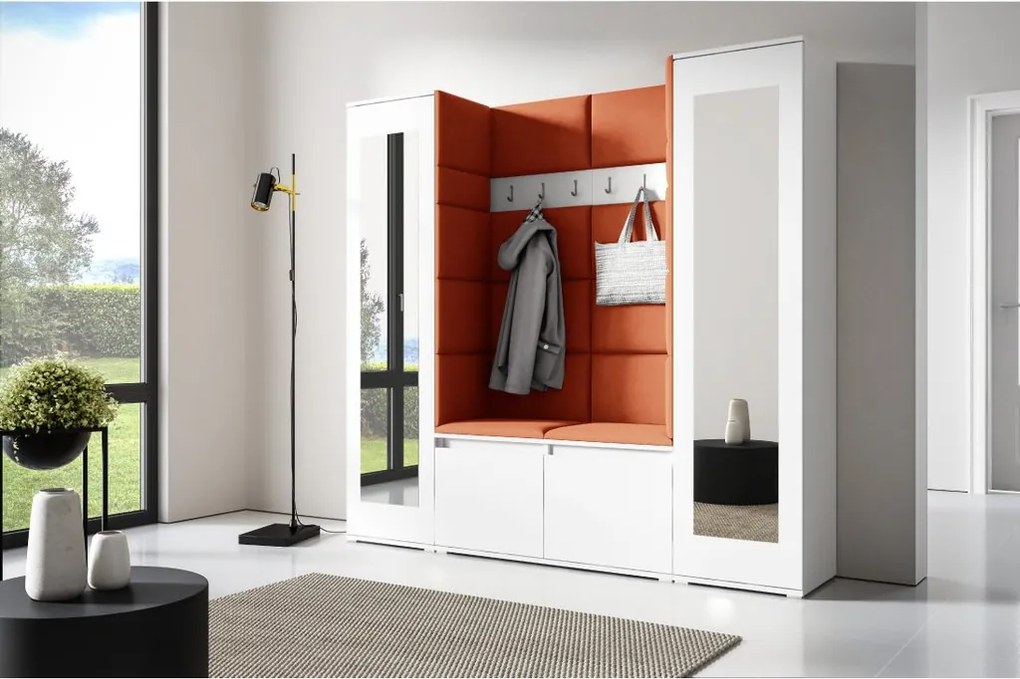 Eka Předsíňová stěna s čalouněnými panely Trinity 31 - Bílá / Okrová 2325
