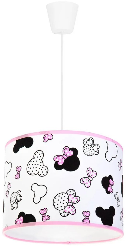 Dětské závěsné svítidlo Minnie, 1x textilní stínítko se vzorem