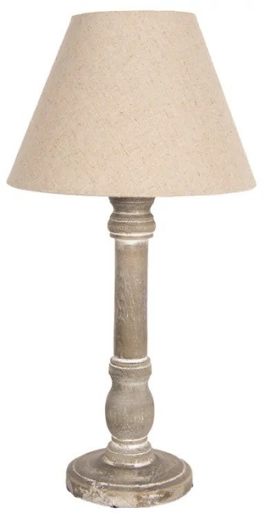 Hnědá stolní lampa s béžovým režným stínidlem Wiesje – 23x45 cm