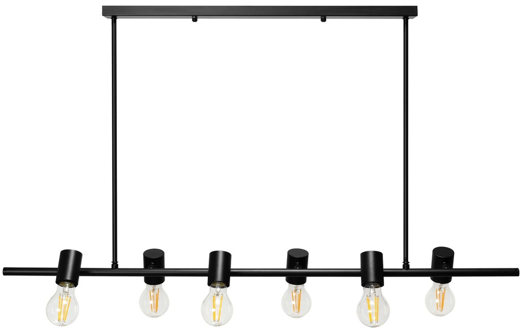 Toolight - Kovová industriální stropní lampa 6xE27 APP480-6CP, černá, OSW-00906