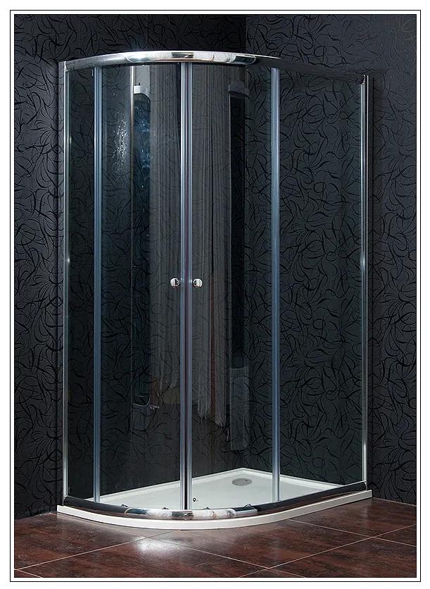 ARTTEC Sprchový kout čtvrtkruhový KLASIK 120 x 90 cm čiré sklo s vaničkou z litého mramoru STONE pravé provedení