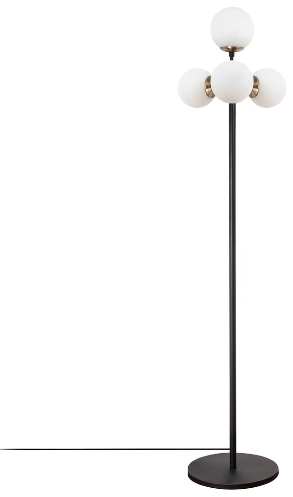 OPVIQ Podlahová lampa AKKAS černá mléčné sklo