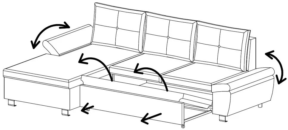Rohová sedačka Madeira 1B, tmavá šedá látka, levý roh