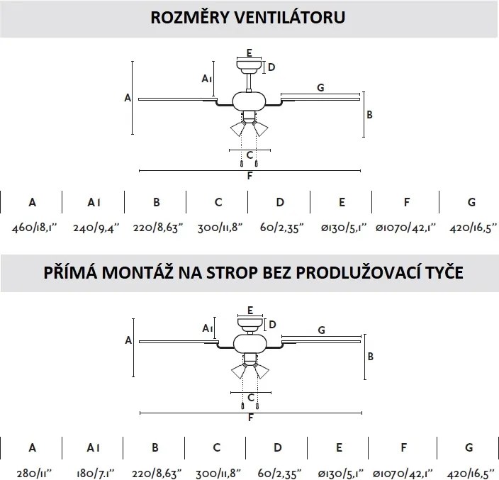 FARO LISBOA 33102 42“ hnědá/tmavě hnědá/mahagon Reverzní stropní ventilátor