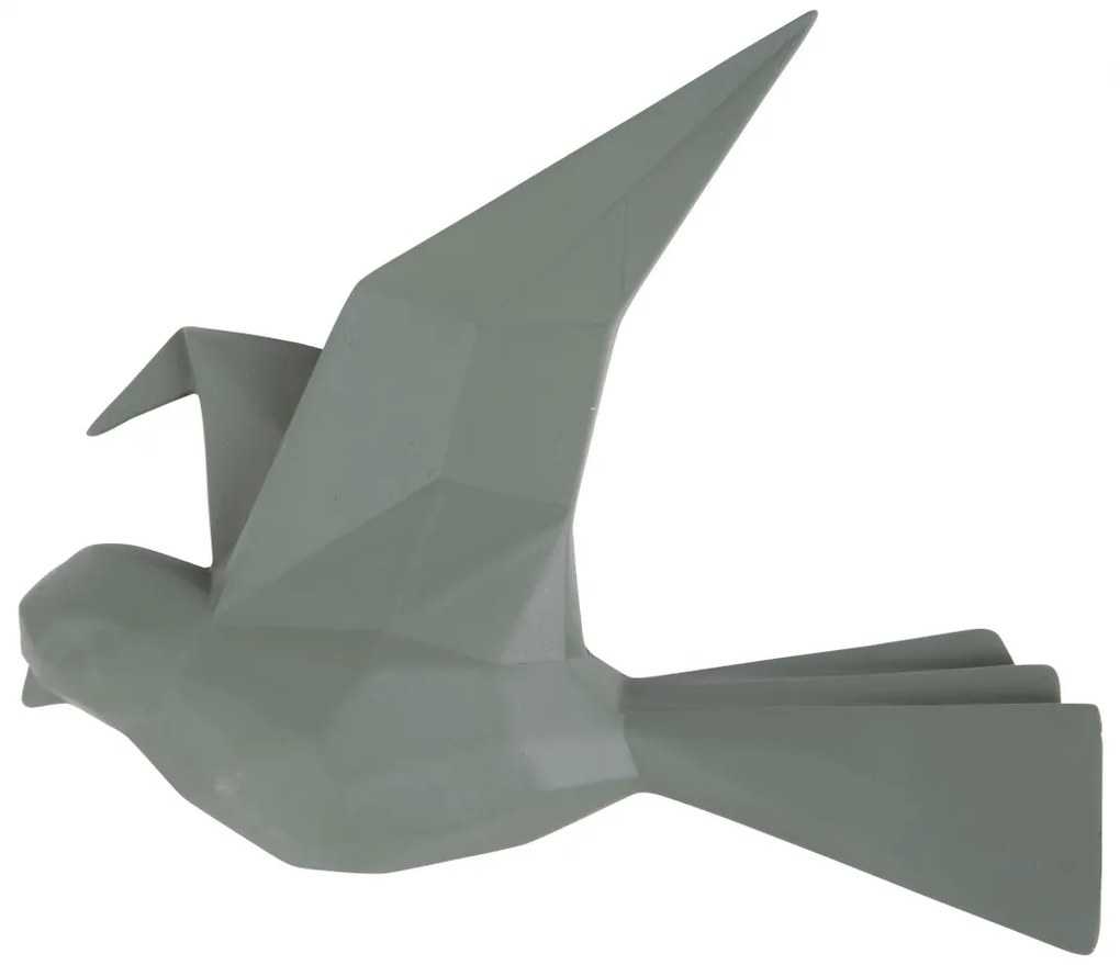 PRESENT TIME Velký nástěnný věšák Origami Bird – zelená 25,3 × 4,6 × 20,7 cm