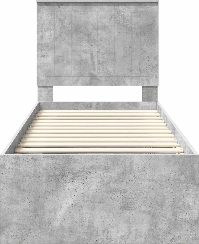 Rám postele Betonově šedá 75 x 190 cm Masivní borové dřevo 3411076