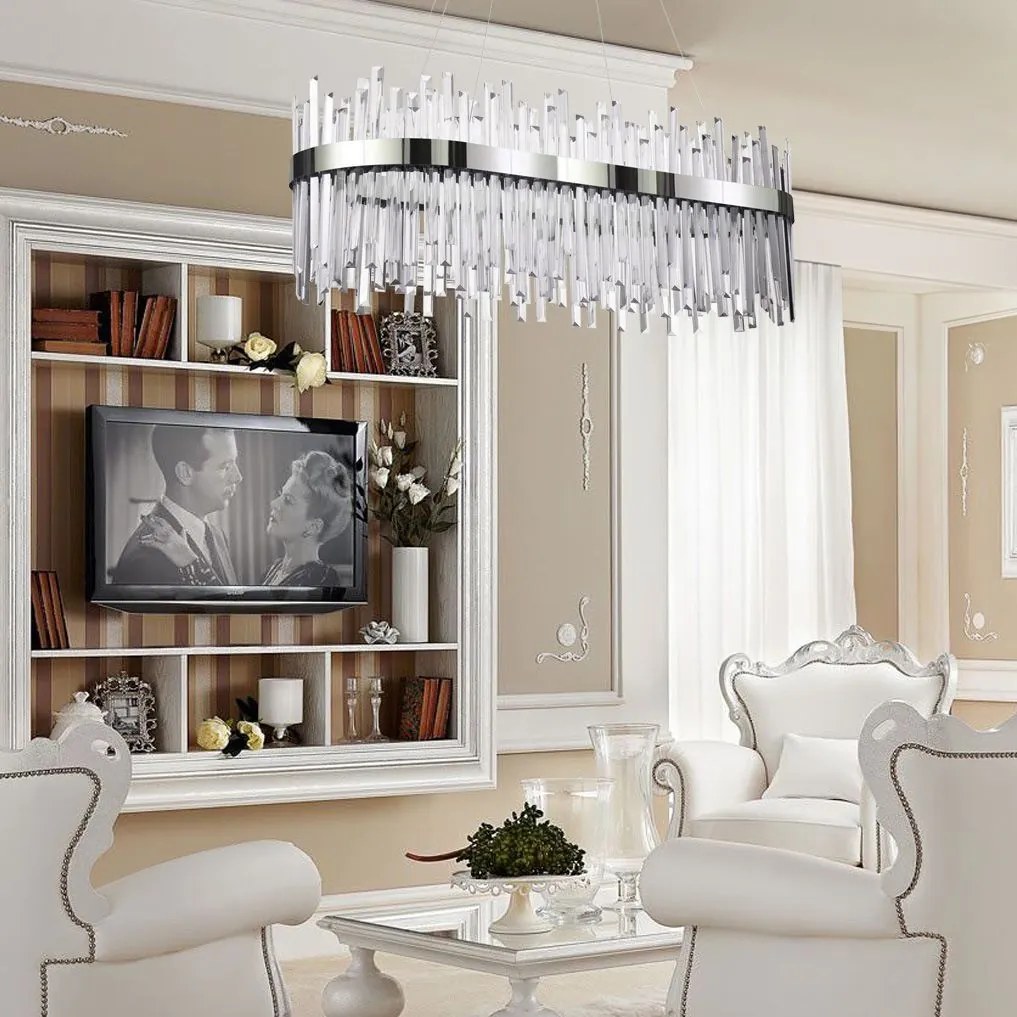Toolight Toolight, LED křišťálové svítidlo 80x35 cm, 62W, APP1514-CP80, chromová, OSW-03262