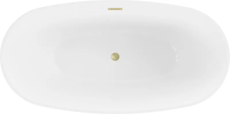 Mexen Eris, volně stojící vana 180 x 80 cm, bílá, zlatý matný přepad, 53441808000-55