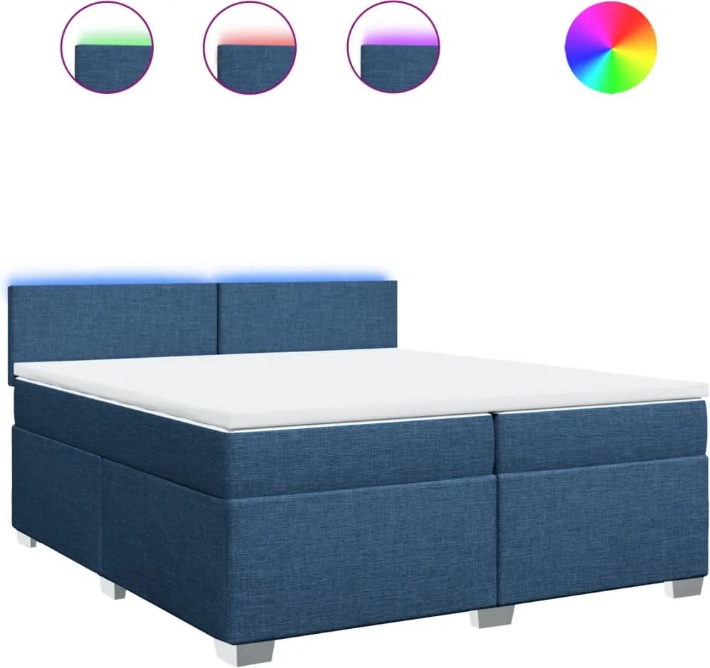 Box spring postel s matrací modrá 200x200 cm textil 3288294