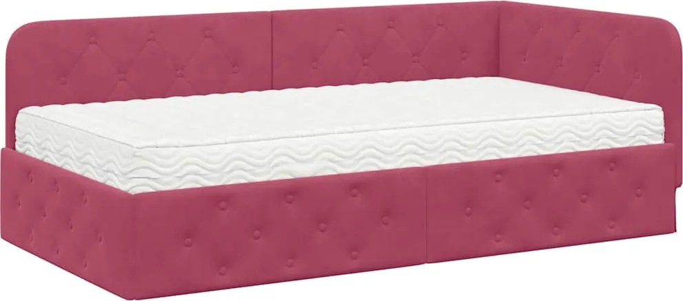 Rohový rám postele Víno Červené 90 x 200 cm samet 3394086