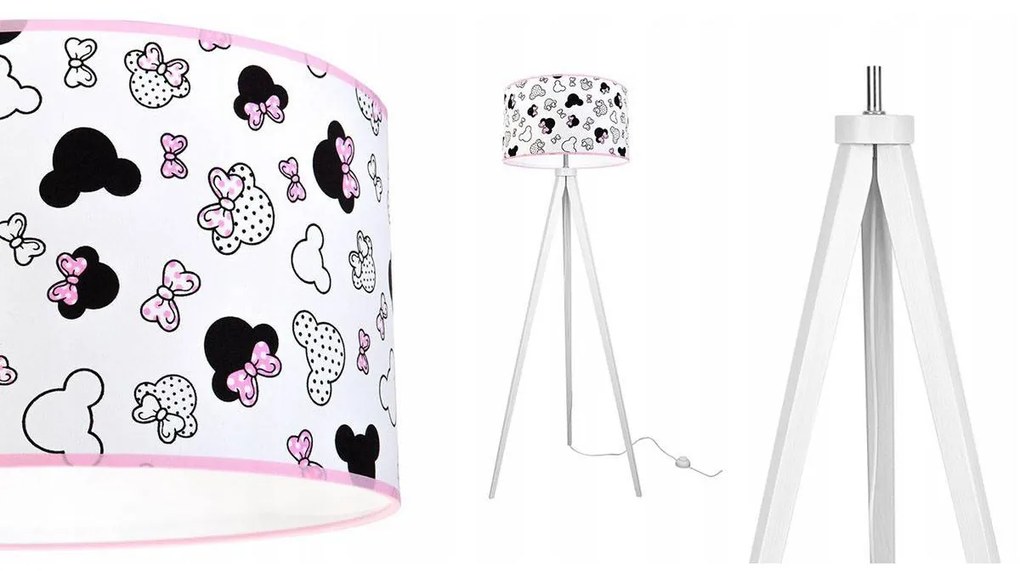 Dětská stojací lampa Minnie, 1x textilní stínítko, (výběr ze 2 barev konstrukce)