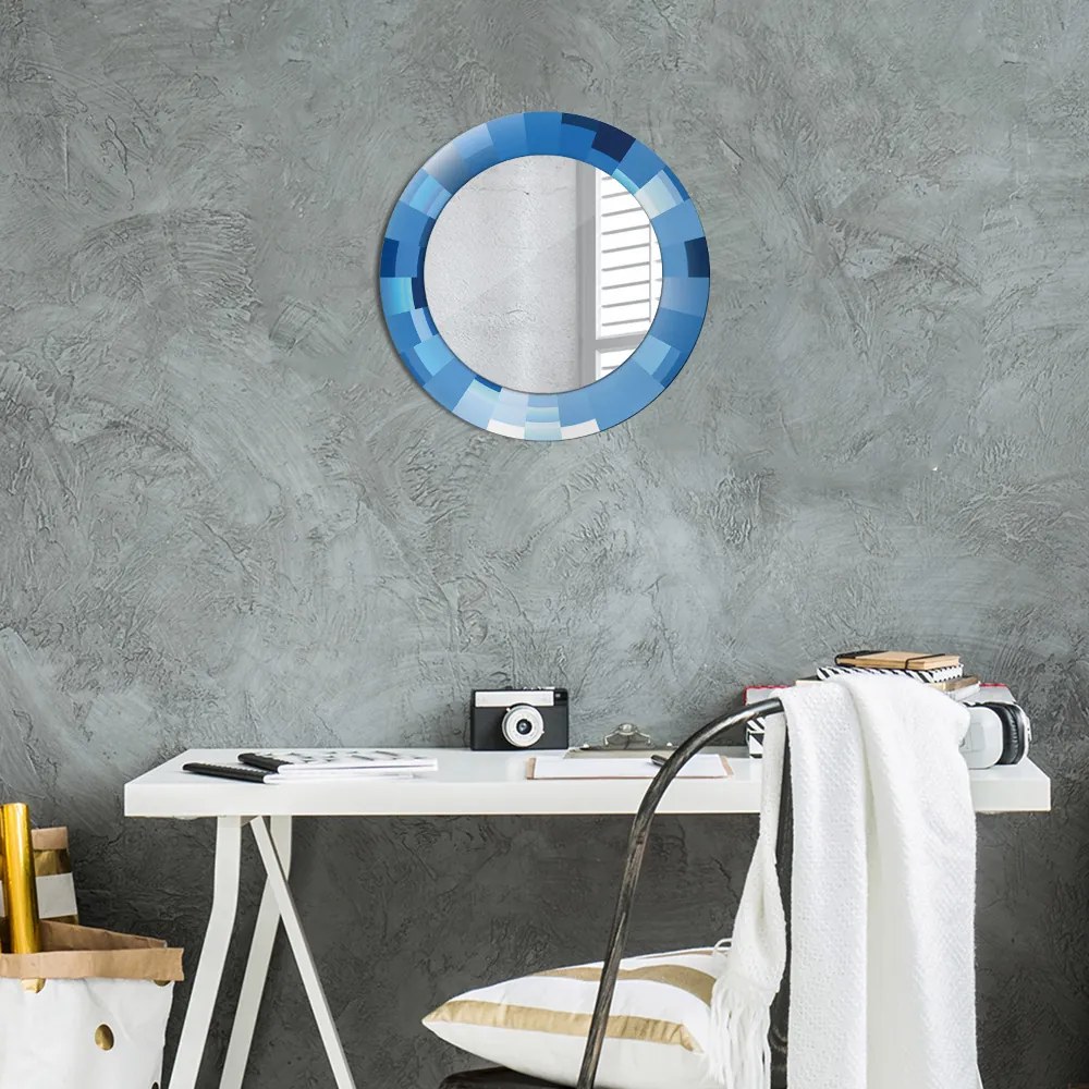 Kulaté dekorativní zrcadlo Modrý abstrakt fi 50 cm