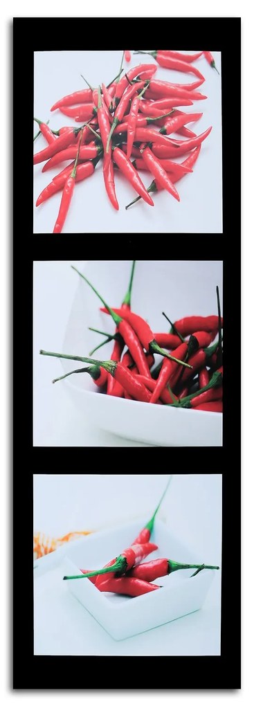 Gario Obraz na plátně Červené chilli papričky na černém pozadí Rozměry: 30 x 90 cm