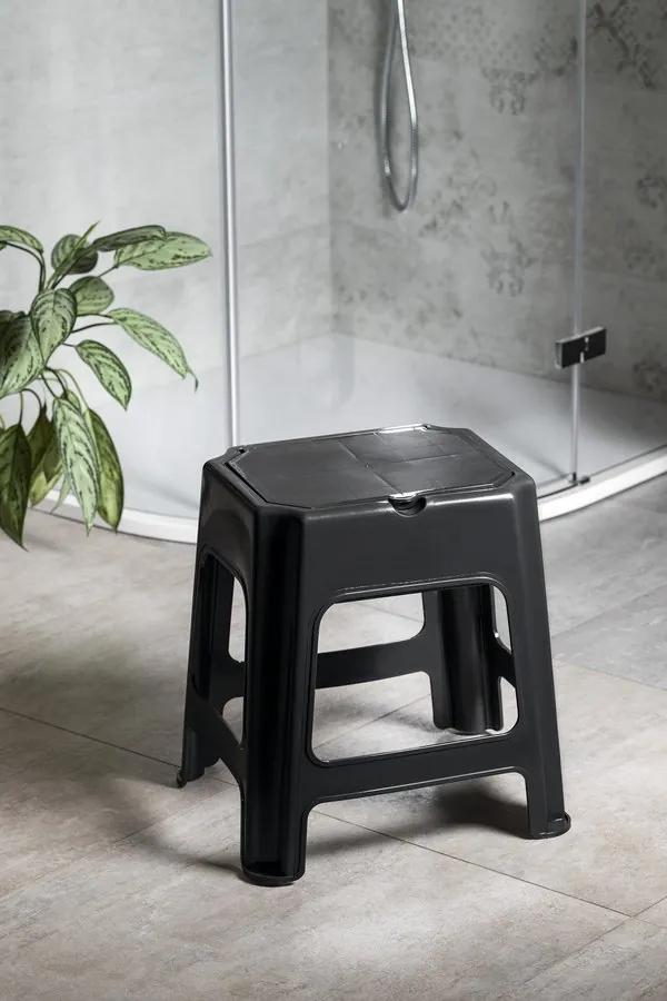 Aqualine, Židle koupelnová s úložným prostorem, černá, 90902B