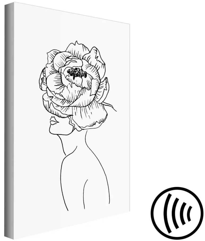Obraz Tvář mládí (1-dílný) svislý - abstrakce ženy s květem