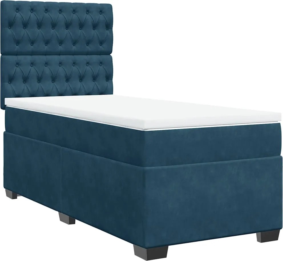 Box spring postel s matrací modrá 100 x 200 cm samet 3293144