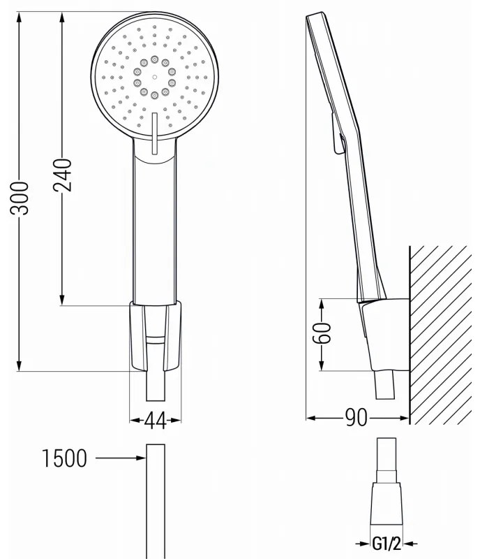 Mexen Axel R40 vanová baterie se sprchovou sadou, Černá - 7383R40-70