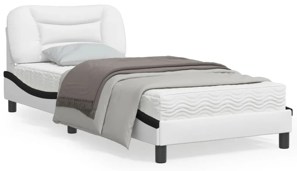 vidaXL Rám postele s čelem bílý a černý 80 x 200 cm umělá kůže