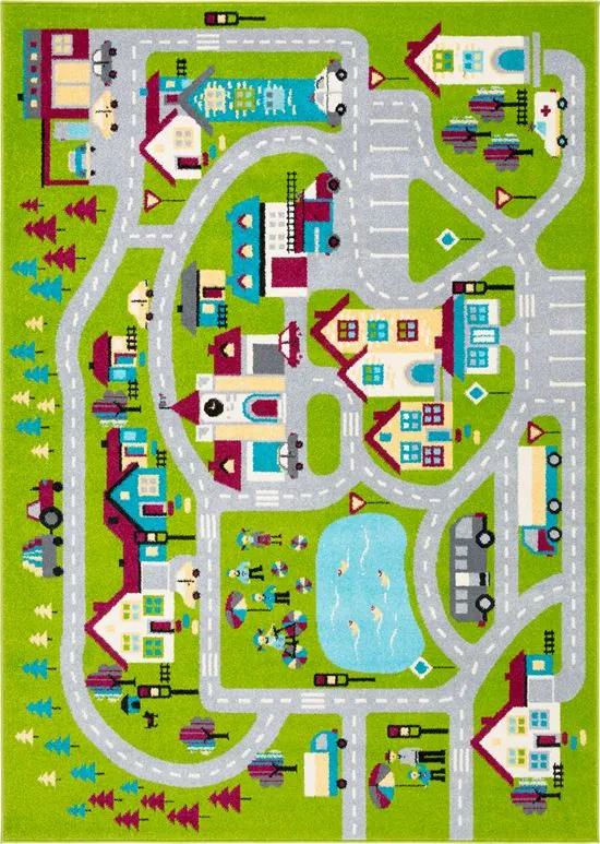Dětský koberec Agnella Funky Top Super Město S zelené Rozměr: 160x220 cm |  BIANO
