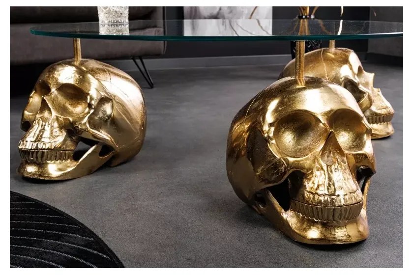 Massive home | Konferenční stolek SKULL 90 CM zlatý