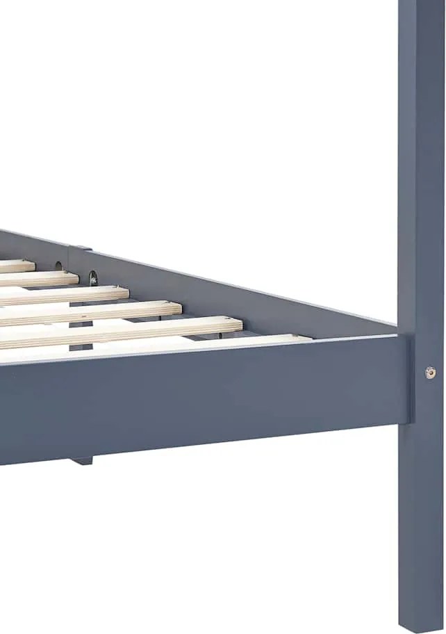 Rám postele s nebesy šedý masivní borové dřevo 100 x 200 cm 283275