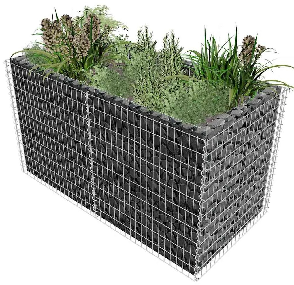Gabionový vyvýšený záhon ocel 180 x 90 x 100 cm stříbrný 142366