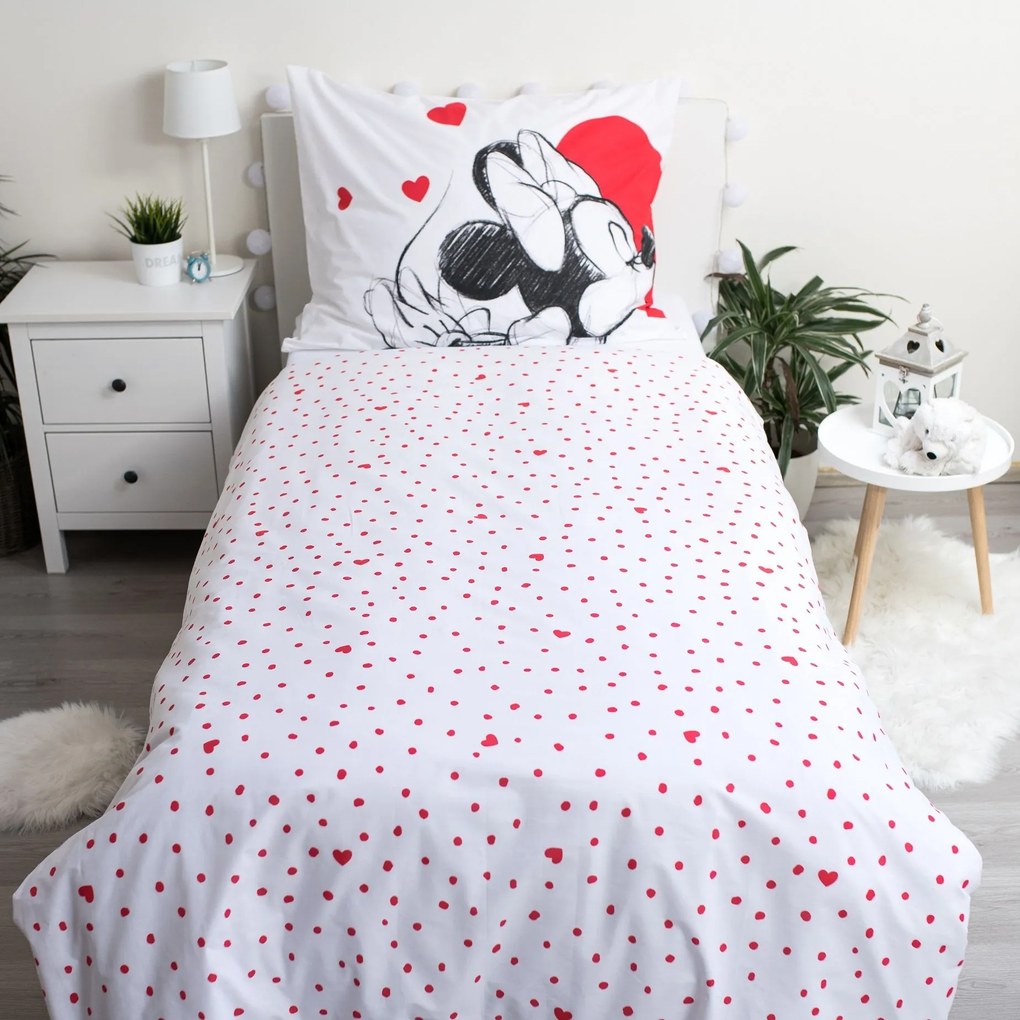 Jerry Fabrics Bavlněné povlečení Mickey and Minnie "Love 05"  140x200 / 70x90 cm