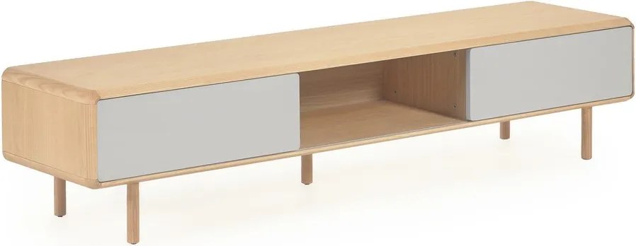 Šedý/v přírodní barvě TV stolek v dekoru jasanu 180x41x42 cm Anielle – Kave Home