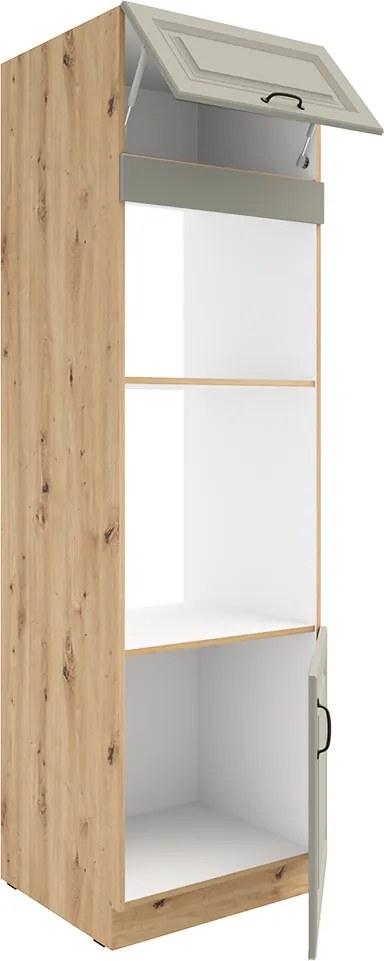 STILO ac | vysoká skříňka 60 DPM-210 2F na vestavnou troubu a mikrovlnku | 60 cm | UNI dvířka | artisan/světle šedá