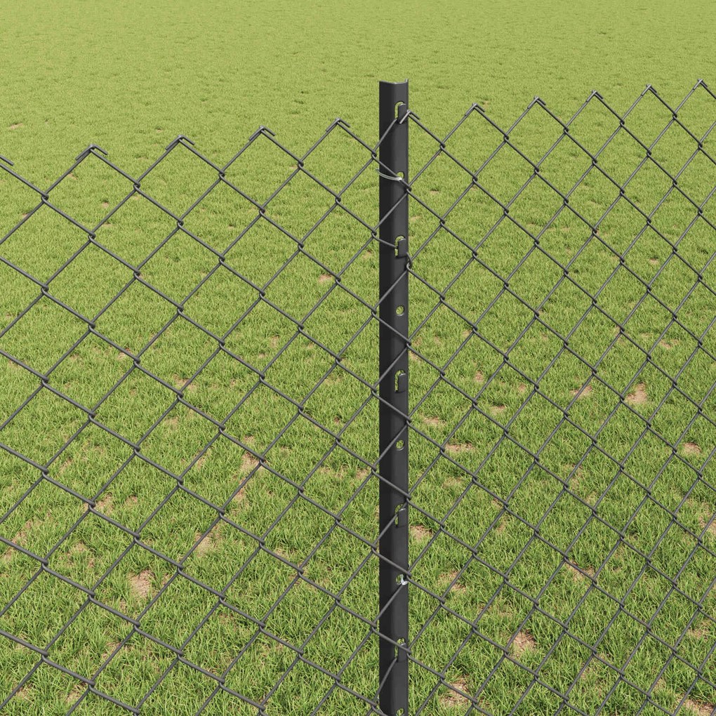 Plot s řetězovým odkazem a sloupkem 10 x 1,6 m Šedá Síťovina 3336264