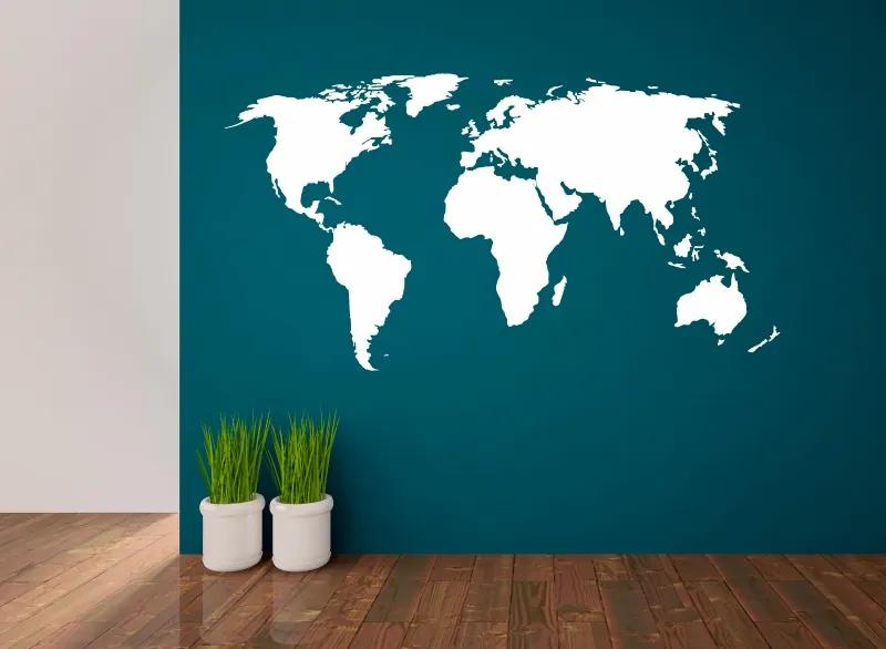 Samolepka na zeď - Mapa světa Barva: Šedá tmavá, Velikost samolepky: 125x67 cm