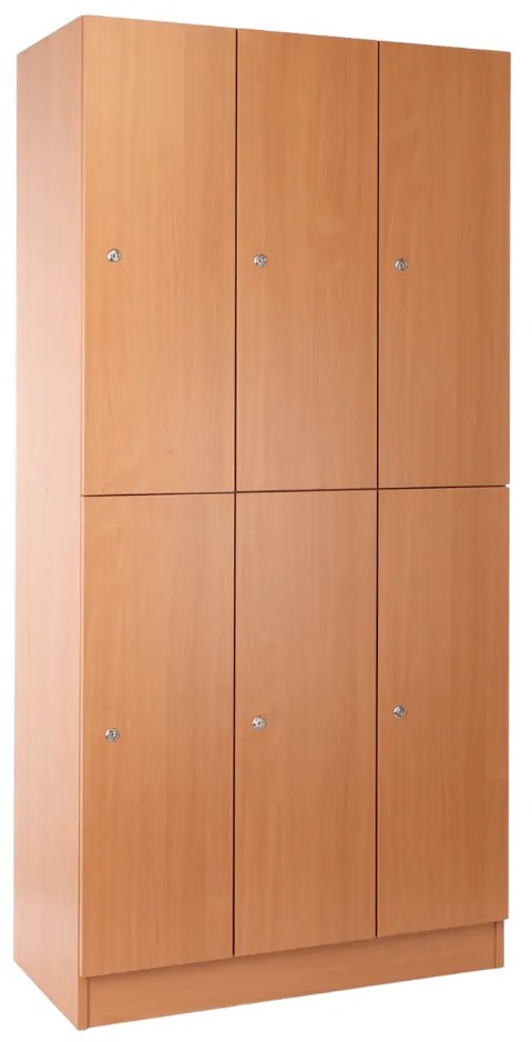 Dřevěná šatní skříňka Visio - 6 boxů, 90 x 45 x 185 cm, cylindrický zámek, buk