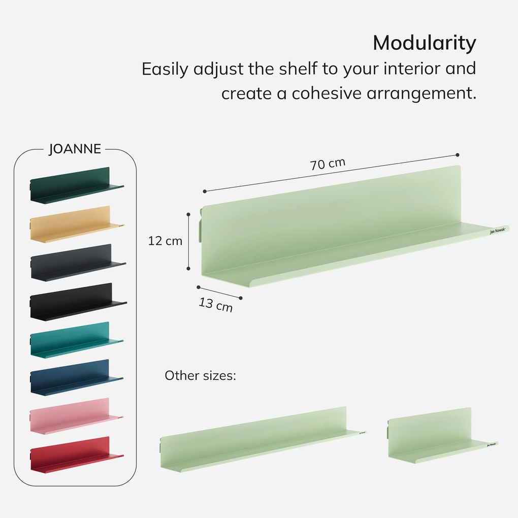 Polička na zeď JOANNE 700 mm, Fresh Style: pastelově zelená