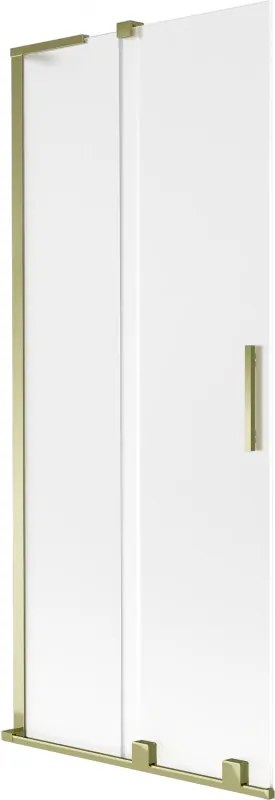 Mexen Velar L, 2-křídlová posuvná vanová zástěna 85 x 150 cm, 8mm sklo námraza, zlatá lesklá, 896-085-003-31-50