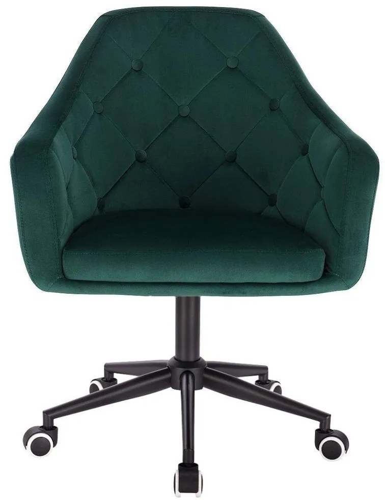 LuxuryForm DESIGN Otočné křeslo ANDORA VELUR na černé podstavě s kolečky - zelené