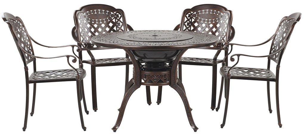 Zahradní stůl s grilem a 4 hnědými židlemi MANFRIA Beliani