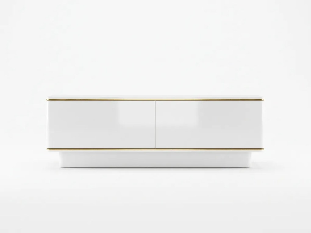 TV stolek ALVIN 135 cm, bílá/zlatá